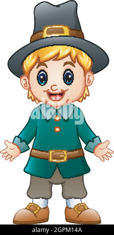 Thanksgiving Pilgrim Boy Cartoon Illustration Stock Vector Image & Art ...