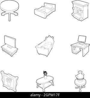 Baby kitchen icons set. Outline set of baby kitchen vector icons ...