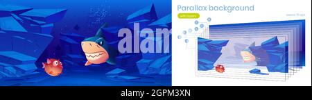 Angry shark underwater scene illustration Stock Vector Image & Art - Alamy