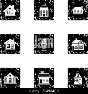 Residence icons set, grunge style Stock Vector Image & Art - Alamy