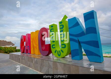 Colorful Cancun Letters on beach in Cancun, Quintana Roo QR, Mexico ...