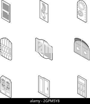 Security doors icons set, outline style Stock Vector Image & Art - Alamy