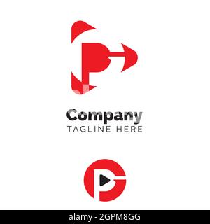 PG logo with negative space triangle and circle shape design template ...