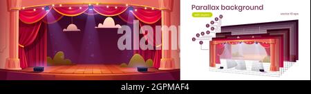 Parallax background game platform cartoon 2d landscape. Dark forest ...