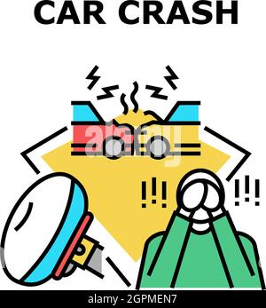 machine hit man accident color icon vector illustration Stock Vector ...