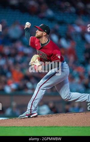 Arizona Diamondbacks starting pitcher Merrill Kelly works against a San ...