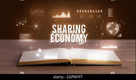 Business inscription coming out from an open book Stock Photo - Alamy