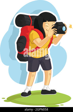 Tourist girl cartoon design, Travel trip vacation tourism and journey ...