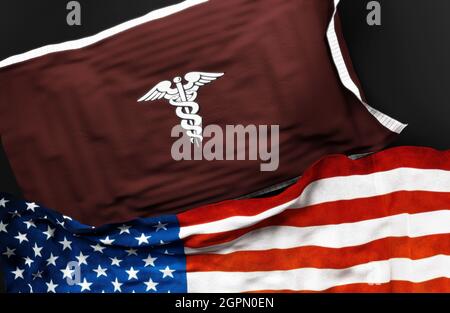 flag of Surgeon General of the United States Army with fringe waving in ...