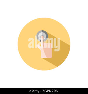 Hand selecting button. Finger touch and press the item. Commerce ...