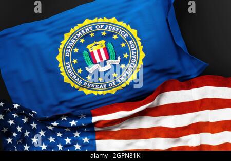 Federal Bureau of Investigation flag United States USA FBI flag waving ...