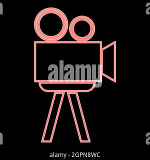 Neon cinematograph it is the red color vector illustration flat style ...