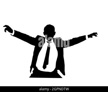 happy young man open arms cartoon vector illustration thick line Stock ...