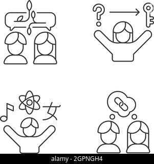 Thinking people outline icons collection. Thinking, People ...
