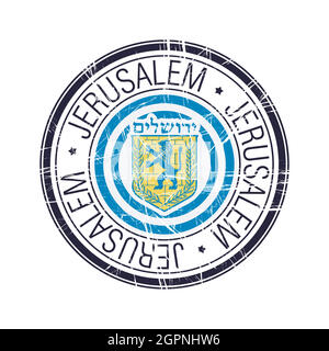 Emblem of Jerusalem. City of Israel. Vector illustration Stock Vector ...