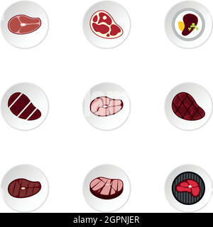 Veal icons set, flat style Stock Vector Image & Art - Alamy