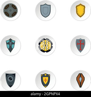 Protective shield icons set, flat style Stock Vector Image & Art - Alamy