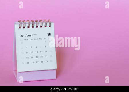 Calendar with tear-off sheets for October 2021. A desktop calendar for ...