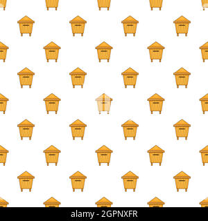 Beehive pattern with cartoon beehive. Seamless beehive background ...