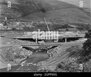 A view of the construction of the M6 Motorway through the Lune Gorge at ...