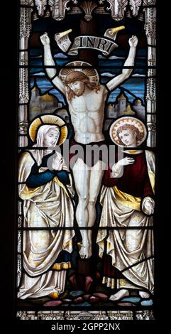 "The Crucifixion", detail of East window. Church of Saint John Baptist ...