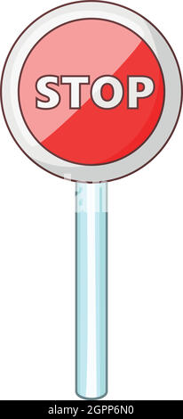 Vector cartoon red stop sign icon in comic style. Danger sign ...
