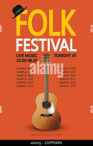 Folk music festival poster design template of national or ethnic ...