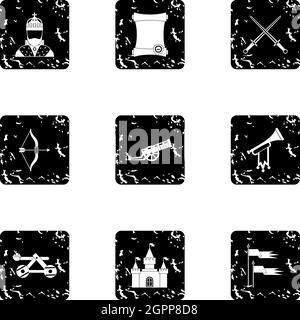 Knight icons set, grunge style Stock Vector Image & Art - Alamy