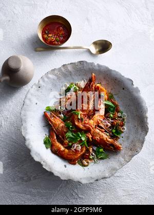 Pla Goong shrimp meal Stock Photo - Alamy