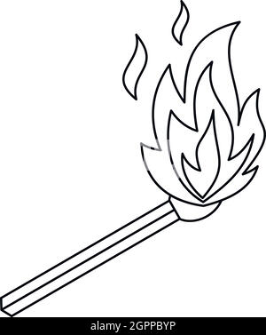 Lit match stick burning with fire flame. Wooden match, hot and glowing ...