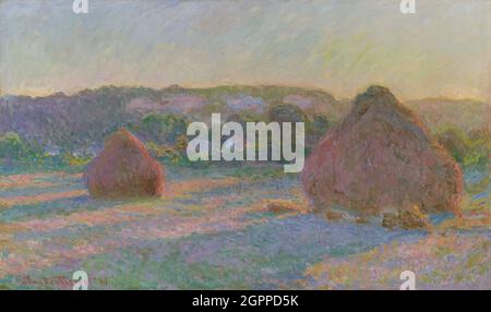 Claude Monet, Stacks of Wheat, End of Summer, landscape painting, 1890 ...