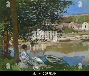 Claude Monet, On the Bank of the Seine, Bennecourt, landscape painting ...