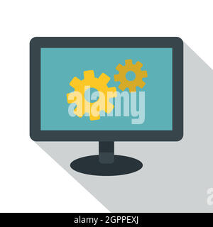 Monitor settings icon, flat style Stock Vector Image & Art - Alamy