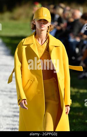 A model walks at the Courreges fashion show during Spring/Summer 2022 ...