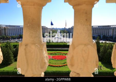 view of the constitution square taken from the terrace of the romanian ...