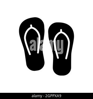 Flip Flops flat vector glyph icon on dark background. Summer sign ...