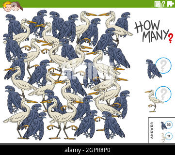 counting birds educational task for kids coloring book page Stock ...