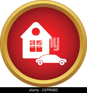 Home symbol icon - red simple outline, isolated - vector illustration ...