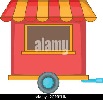 Food trailer icon cartoon vector. Festival truck. Shop outdoor Stock ...