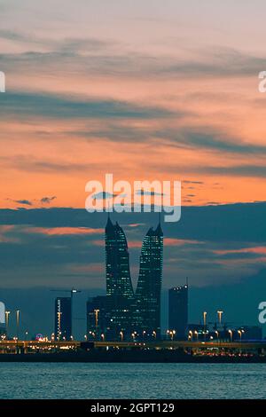 Bahrain financial district at sunset Stock Photo - Alamy
