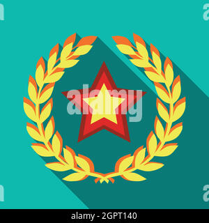Symbol of communism with wreath of wheat, star and banner (icon of ...