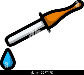 Icon of chemistry dropper. White background with shadow design. Vector ...