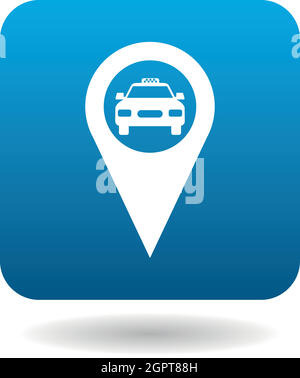 blue location icon. GPS pointer. Map pin. Navigator guide. Vector line simple button. Blue ...