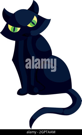 Black cat vector icon. Halloween sticker, eps 10 Stock Vector Image ...