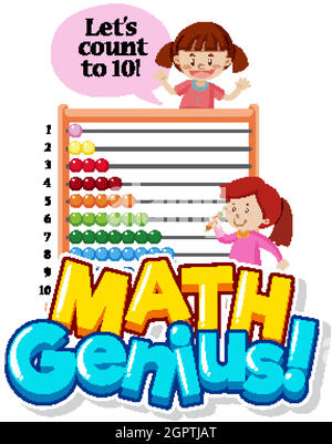 Font design for math genius with two children counting illustration ...