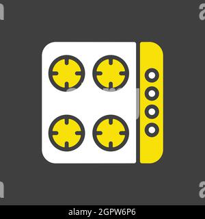 Electric induction hob glyph icon. Cooktop. Cooking panel, surface ...
