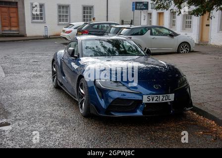 2021 Model Dark Blue Toyota GR Supra Grand Tourer Motor Car low angle ...