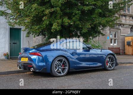 2021 Model Dark Blue Toyota GR Supra Grand Tourer Motor Car low angle ...