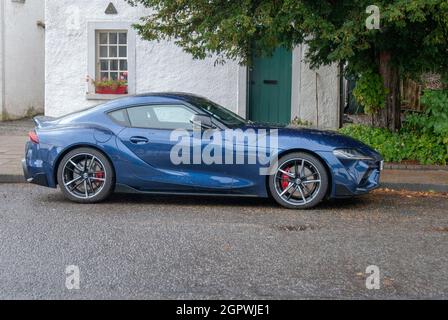2021 Model Dark Blue Toyota GR Supra Grand Tourer Motor Car low angle ...