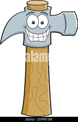 Cartoon smiling funny hammer tool character isolated on white colored ...